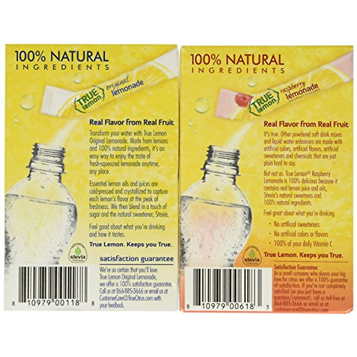 100% Natural True Lemonade & True Raspberry Lemonade, 1.06 Oz/Each, 10 Ct (Pack of 4)