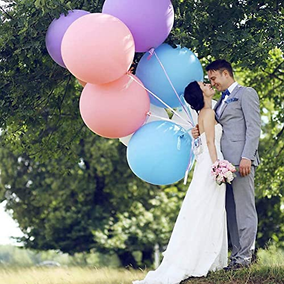LOVESTOWN 36 inches Pastel Balloons, 12 PCS Large Macaron Balloons Jumbo Latex Party Balloons Giant Round Balloons for Wedding Party Festival Decorations