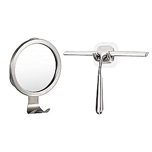 Ettori Shower Mirror Fogless for Shaving with Razor Holder, Shower Squeegee for Glass Doors 10 Inch Window Squeegee