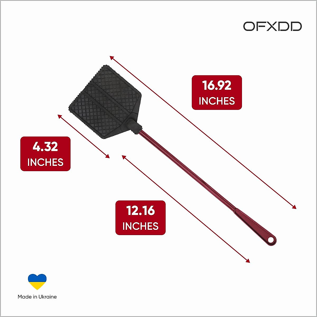OFXDD Rubber Fly Swatter, Long Fly Swatter Pack, Fly Swatter Heavy Duty, Light Red Color (3 Pack)