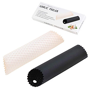 Maxracy 2 Set Silicone Garlic Peeler Easy Roller Tube Useful Garlic Odorfree Kitchen Tool (Black,Clear)