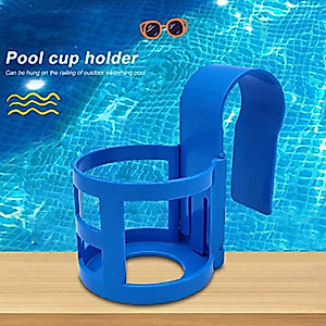 4-Pack Poolside Cup Holders for Above Ground Pools, Pool Cup Holder for Refreshing Drinks, Only Fits 2 Inch Or Less Round Top Bar - Strong and Durable Easy to Use Clip-On No-Spill Cup Holders (Blue)