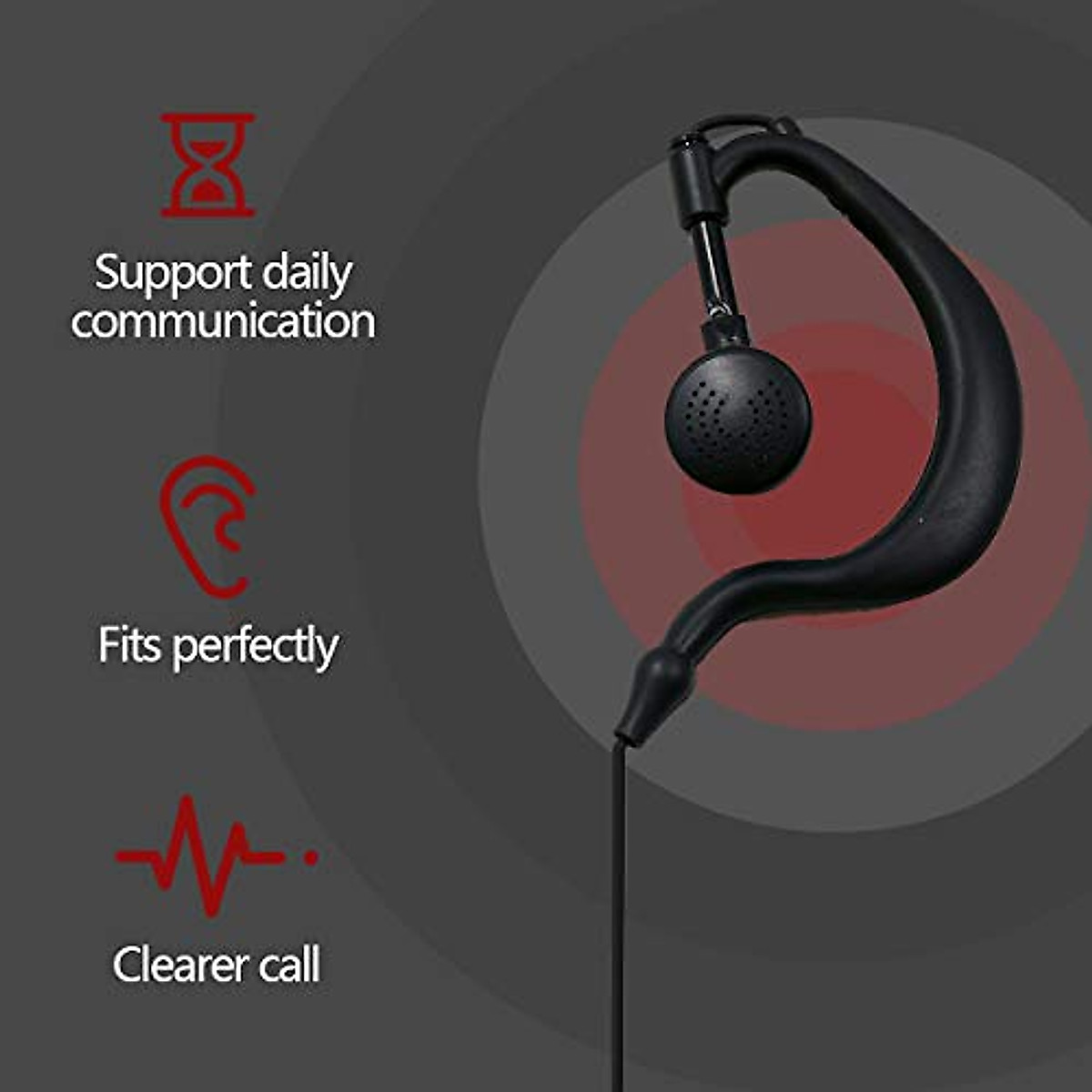BAOFENG Walkie Talkie Earpiece with Mic 2 Pin K Port Headset UV-5R BF-F8HP 5RM UV-21R UV-5G Plus GM-5RH K5PLUS AR-152 UV-17R BF-888S GM-15PRO UV-S9 Plus Etc (10Pack)