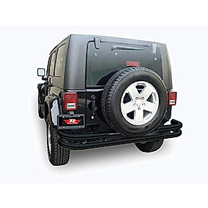 Rampage Double Tube Rear Bumper | Steel, Textured Black | 88648 | Fits 2007 - 2018 Jeep Wrangler JK