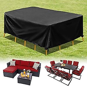HIRALIY 102.4 Inch Outdoor Furniture Cover, Waterproof Patio Furniture Set Covers, Heavy-Duty Durable Outdoor Table Chair Set Covers 102.4" L x 45" W x 27.5" H