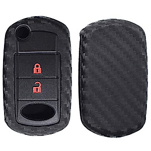 3 Button Car Silicone Carbon Fiber Style Remote Control Key Shell Case Cover Skin Holder Fob for Land Rover Discovery LR3 Range Rover Sport Vouge 2006 2007 2008 2009 Car Replacement