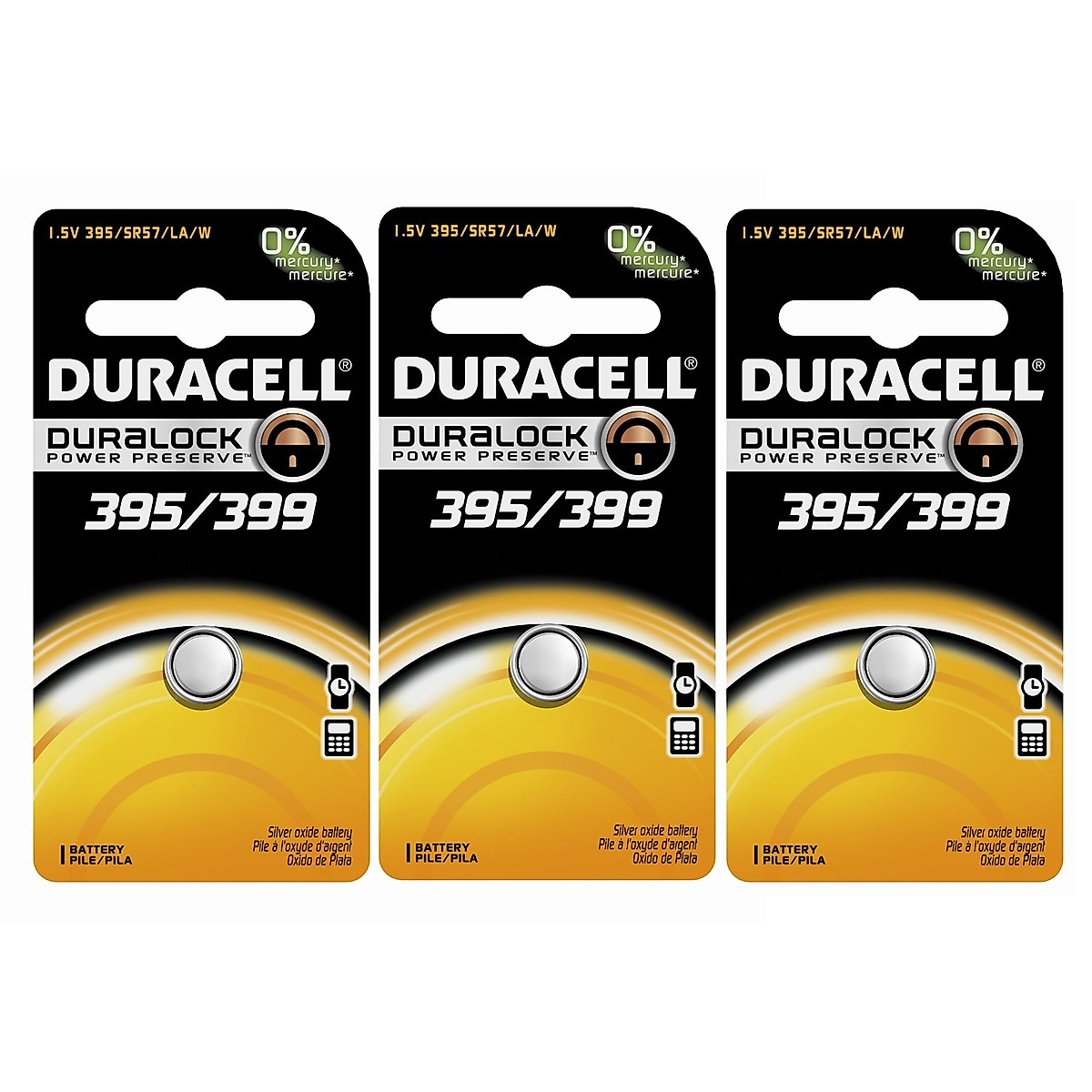 Duracell D395/399B Watch/Calculator Battery, 3 Pack