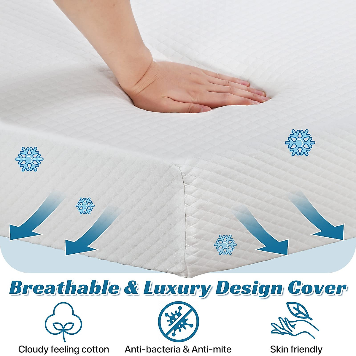 NFPSHOP Twin Mattress, 8 Inch Gel Memory Foam Mattress for Cool Sleep & Pressure Relief Medium Firm Memory Foam Mattresses, CertiPUR-US Certified Queen Mattresses in A Box, White