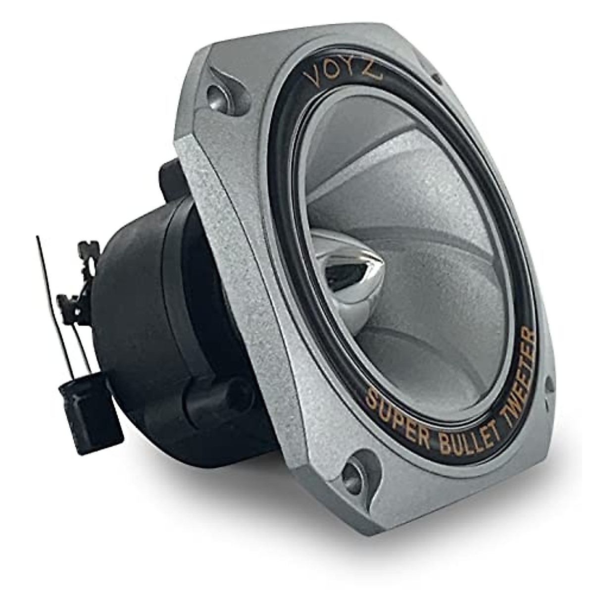 VOYZ 400 Watt 3.5” Piezo Super Horn Tweeters Aluminum Diaphragm 4-8 ohms - Silver Housing with Capacitor 1 Pair (2pcs) (PET-1944)