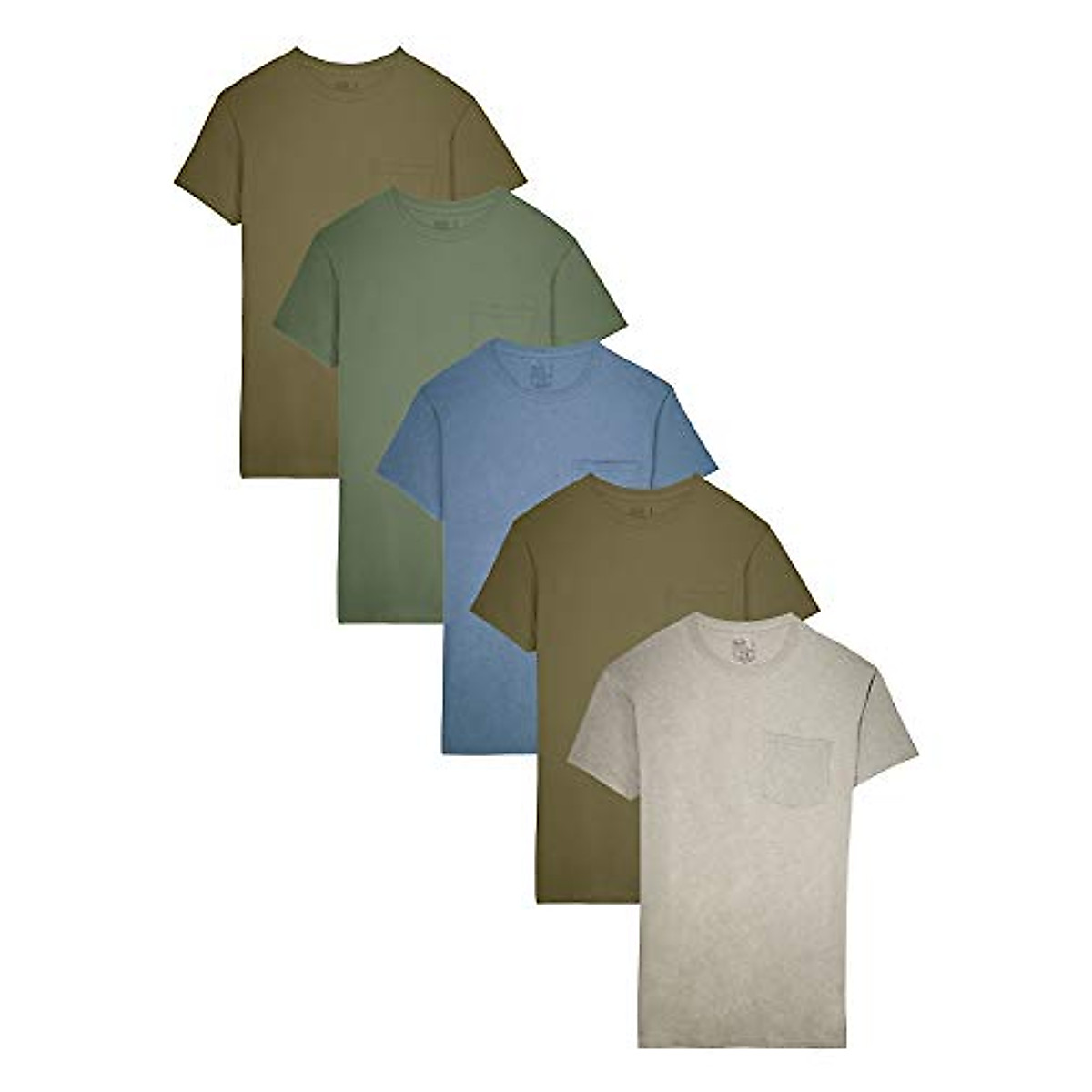 Fruit of the Loom Men's Pocket T-Shirt Multipack (5 Pack), Earth Tones (5 Pack), X-Large