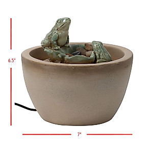 Foreside Home and Garden Multicolor Ceramic Frog Indoor Water Fountain with Pump