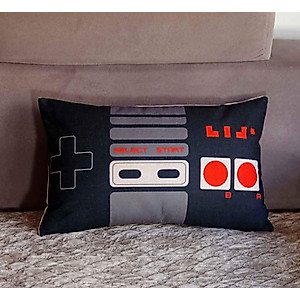 FAVDEC Decorative Game Pad Pillow Cover 12 Inches x 20 Inches, Throw Pillow Cover with Gamepad Pattern, Cover only
