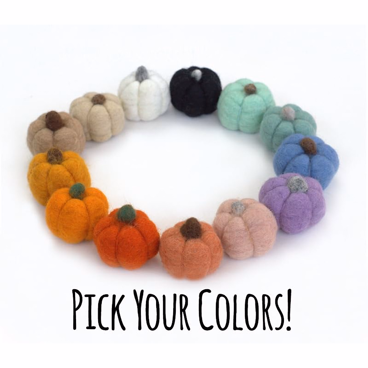 Felt Pumpkins- PICK YOUR COLORS- Approx. 1.5"- 100% Wool Felt- Fall Bowl Filler, Autumn Tiered Tray, Halloween Mantle Shelf Sitter, Thanksgiving Tablescape Centerpiece, DIY Handmade Craft