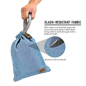 LOCTOTE AntiTheft Sack 3L | Portable Travel Safe | Cut-Resistant, RFID Blocking and Water Resistant | Beach Bag with Lock | Beach Safe | Travel Pouch | Beach Lock Box for Valuables and Personal Items