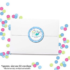 Magical Mermaid Unicorn Valentine Party Favor Sticker Labels, 40 2" Party Circle Stickers by AmandaCreation, Great for Classroom Valentines, Envelope Seals, Gifts & Treats