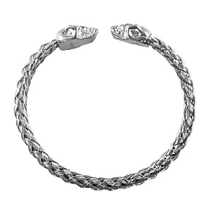 Forziani TENACITY Double Skull Steel Cuff Bracelet for Men - Adjustable Size - Men's Open Cuff Bangle Bracelet in Stainless Steel - One Size Fits All