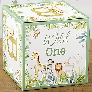 Kate Aspen Safari Baby Boxes with Letters for Baby Shower Decorations Photo Prop & Jungle Animal Nursery Décor (Set of 4 Spells BABY) (28609NA)