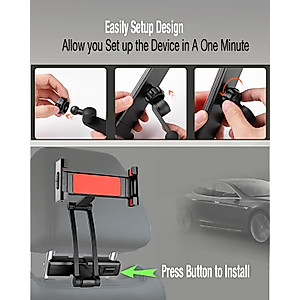 INNOMAX Adjustable Long Arm Tablet Mount, Backseat iPad Holder, 5"-12.5" Devices, Black