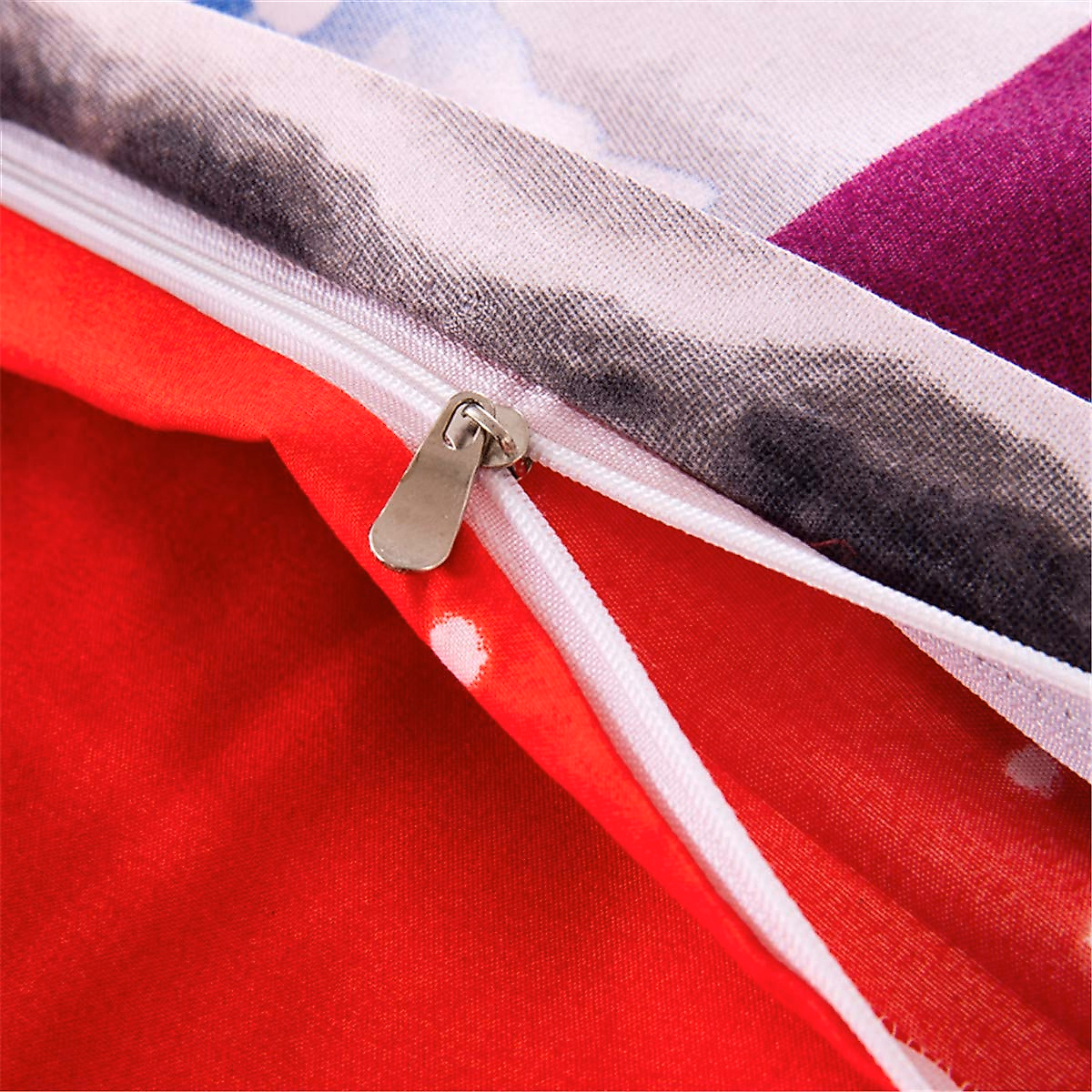 WONGS BEDDING Christmas Duvet Cover Twin Size, Reversible Santa Claus Elk Pattern Duvet Covers with Zipper Closure for Kids Teens Adults, Soft Microfiber Red Christmas Duvet Bedding Set (Red, 2PC)