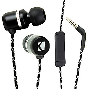 KICKER Microfit 46EB94 Wired Earbuds | in-Ear Noise-Isolating Earphones Silicone Ear Tips 3 Sizes | in-Line Mic and Multi-Function Button | Clear Crisp Treble