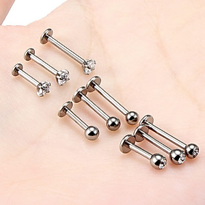 Vsnnsns 16G G23 Titanium Lip Rings for Women Labret Monroe Lip Rings Studs Nail Cartilage Tragus Helix Daith Rook Earrings Studs Ring Medusa Piercing Jewelry 6mm 8mm 10mm