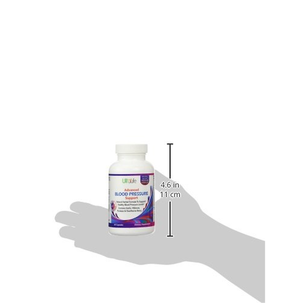 ULTALIFE Blood Pressure Supplements - Advanced Blood Pressure Supplement Complex - Hawthorn Berry, Hibiscus, Garlic, Forskolin - 14 Vitamins & Herbs, 30 Day Supply in Veggie Capsules