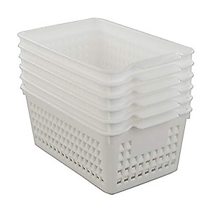 Fiazony 6-Pack White Plastic Storage Basket, Small Storage Basket