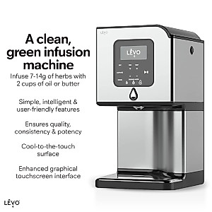 LEVO Lux - Premium Herbal Oil Infusion Machine - Botanical Extractor - Herb Dryer, Decarboxylator, & Oil Infuser - Gourmet Edible Infusion Maker - For Infused Gummies, Brownies & More - Silver