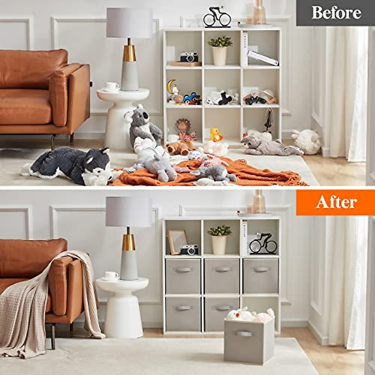 Lifewit 6 Pack 18L Storage Cubes (Light Grey), Bundle with 6 Pack 20L Storage Baskets (Grey)