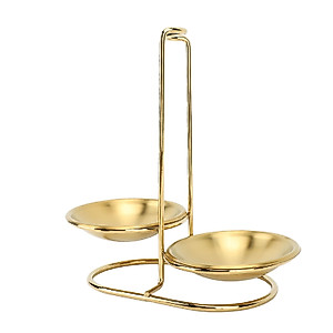 Stainless Steel Soup Ladle Holder, Upright Spoon Ladle Rest Kitchen Countertop Utensils Rack for Hotpot Restautant Buffet Fast Food Restautant Kitchen Decor Tool (Golden with 2