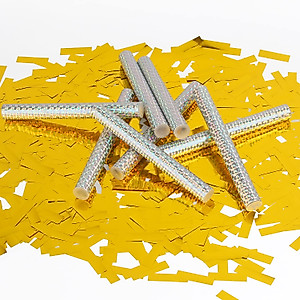 BATTIFE 8Pack Gold Confetti Sticks, Gold Metallic Confetti Poppers, Wedding Confetti Flick Flutter Shoots for Birthday Party, Graduation, Anniversary Parties Supplies, Square, 7.8inch