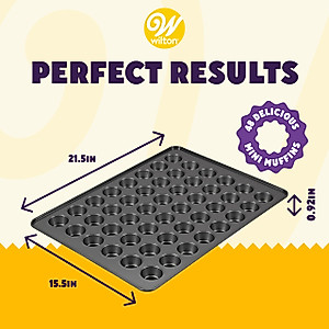 Wilton Perfect Results Non-Stick Mega Mini Muffin Pan, 48-Cup Cupcake Pan, Steel