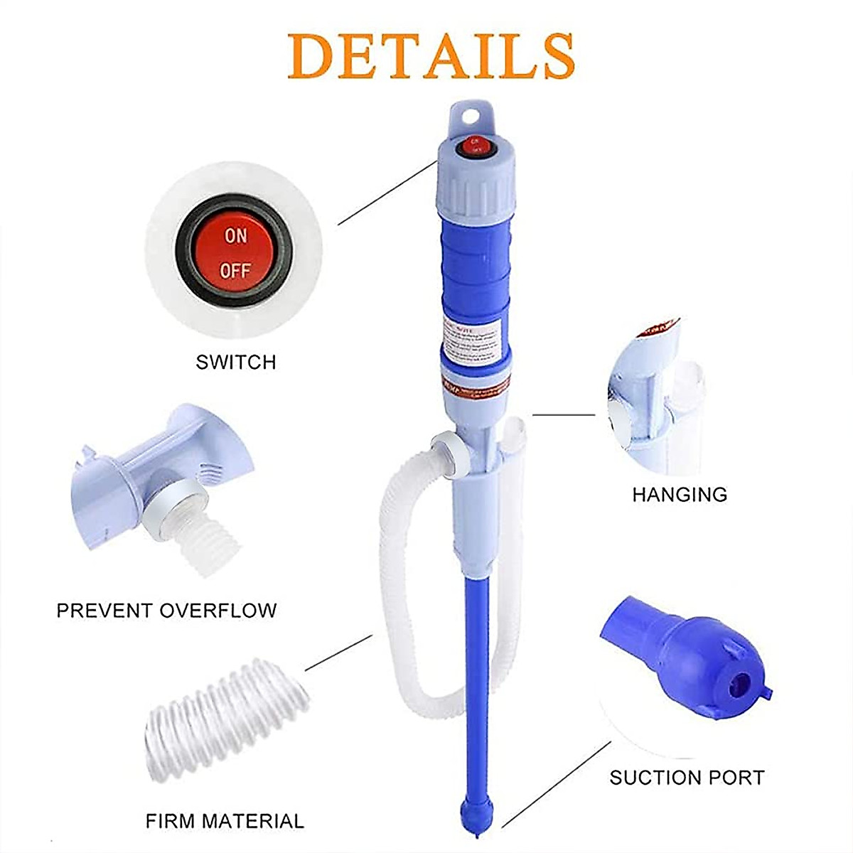 Hhobake Liquid Transfer Pump, Battery Operated Siphon Oil Water Fuel Pump with Bendable Suction Tube, Multi-Function Portable Pump for Liquids at 2.3 Gal/Minute