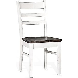 Pemberly Row 18" Wood Dining Room Ladderback Chair with Wood Legs for Kitchen, Modern Restaurant Chairs in Off White and Dark Brown