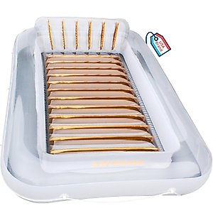 SWIMLINE ORIGINAL Suntan Tub 1-PACK Classic Inflatable Tanning Float Floating Lounge | Gold Personal Tan Pool Hybrid Lounger | Adjustable Pillow | Fill With Water | Reflective Tanning Design