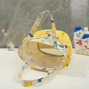 Mesh Shower Caddy Bag - Mesh Shower Basket for College Dorm Room Essentials, Portable and Light Quick Dry Bath Organizer for Beach Camp Gym (Yellow)