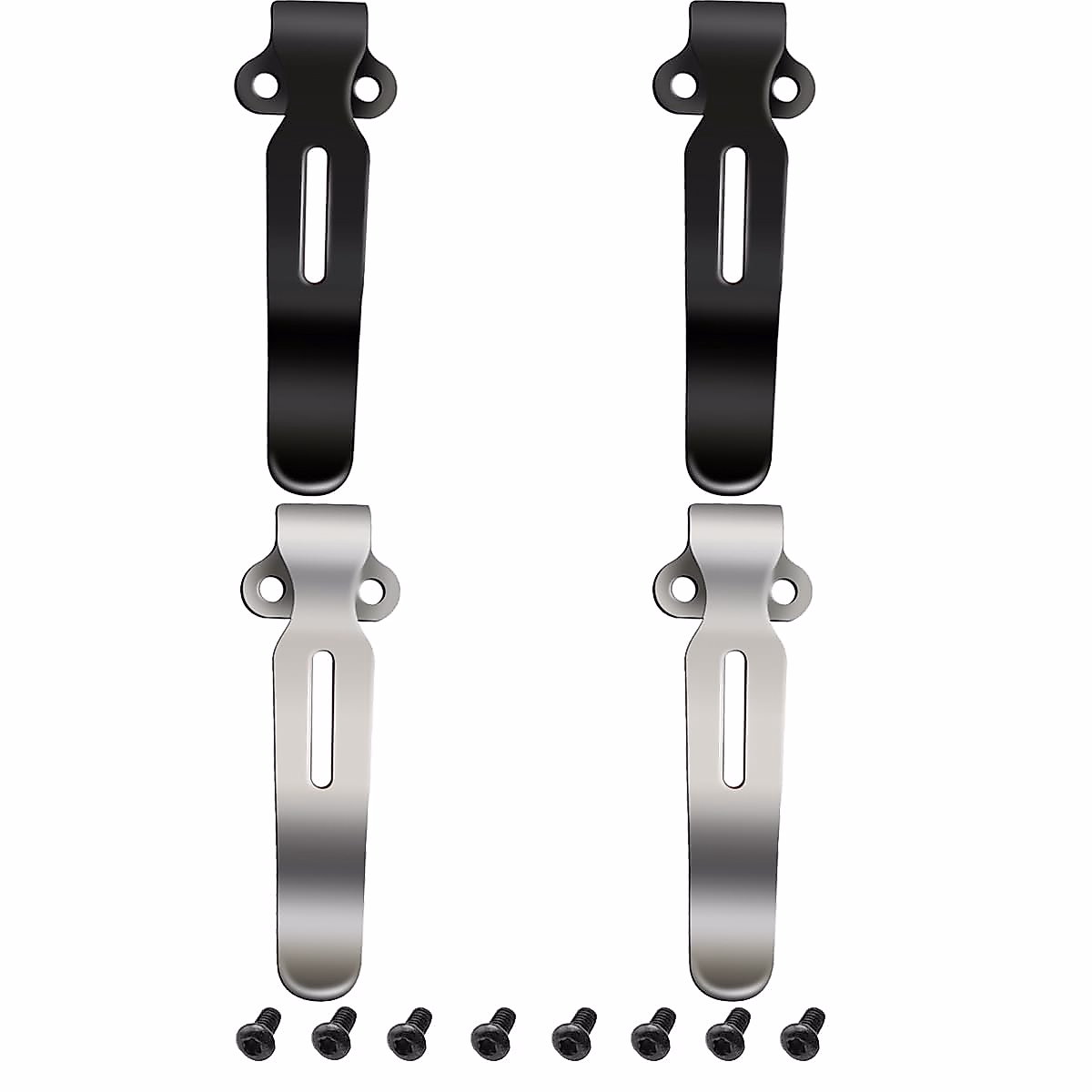 Tsinghwang 4PCS Deep Carry Pocket Clip Compatible with Benchmade 535 with Screws Stone Wash & Black Color