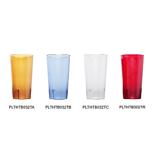 32 oz. (Ounce) Restaurant Tumbler Beverage Cup, Stackable Cups, Break-Resistant Commerical Plastic, Set of 4 - Blue