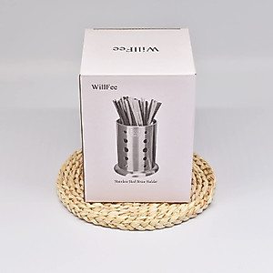 WillFee 304 Stainless Steel Straw Holder, Counter-top Straw Dispenser, Kitchen Organizer for Utensils, Cutlery, Gadgets, Spoons Forks Chopsticks Storage