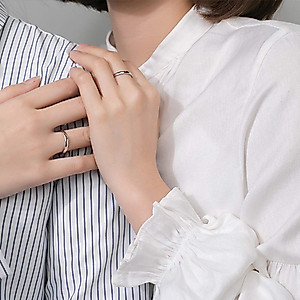 Kokoma Sun and Crescent Moon Couple Rings Sterling Silver 925 Adjustable Minimalist Promise Engagement Wedding Ring Finger Band Sets Dainty Jewelry Gifts for Him and Her