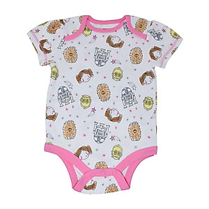 STAR WARS Baby Girls 5 Pack Bodysuits Princess Leia Yoda Chewbacca 3-6 Months