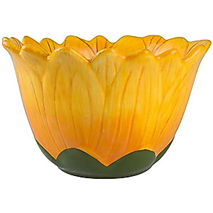 Mozacona Ceramic Relief Sunflower Soup Bowl Hand Painted Dessert Bowl Salad Bowl