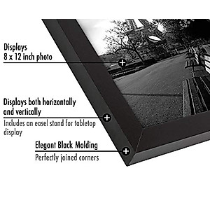 Americanflat 12x18 Poster Frame, Black & 8x12 Picture Frame in Black with Shatter Resistant Glass - Horizontal and Vertical Formats for Wall and Tabletop