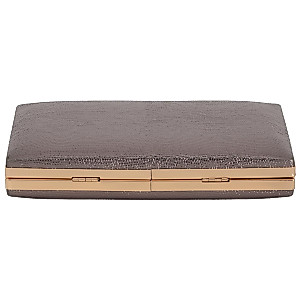 JNB Women's Metallic Material Hard Case Evening Party Clutch,Gold