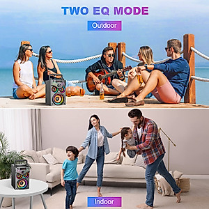 Bluetooth Speakers, 15W (20W Peak) Portable Wireless Loud Indoor Outdoor Small Party Bluetooth Speaker with Subwoofer, FM Radio, Remote, Colorful Lights and Powerful Stereo Deep Bass Sound Boombox