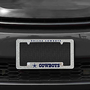 Rico Industries NFL Dallas Cowboys Chrome All Over Automotive Bling License Plate Frame 12' x 6' Chrome All Over Automotive Bling License Plate Frame Design for Car/Truck/SUV