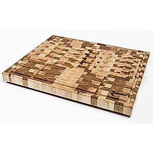 Richelieu Extra Large 19 5/8 in x 15 3/4 in x 1 1/2 in Canadian Maple Rectangular End Grain Chopping Butcher Block, Ideal for cutting Cooked Meat