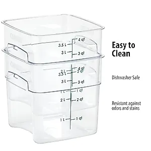 Cambro 4 QT (Quart) Food Storage Container with Lid (2 Pack) - FreshPro Series (Clear)
