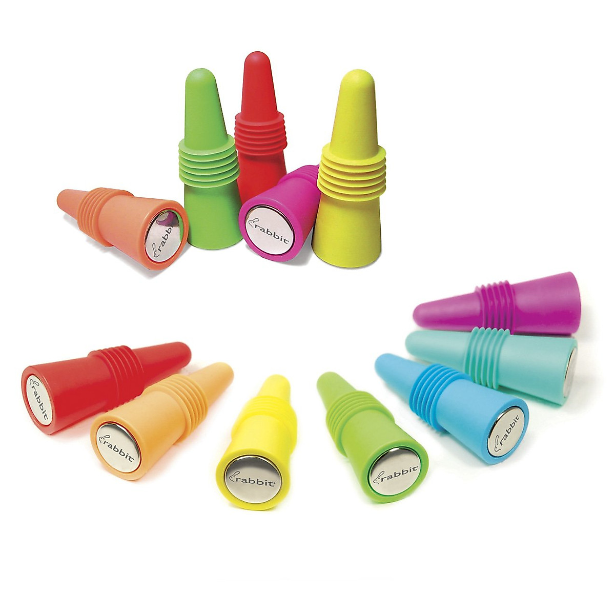 Metrokane 6119 Rabbit Wine Bottle Stoppers 2-Pack in Multi-Color (Colors Selected Randomly)