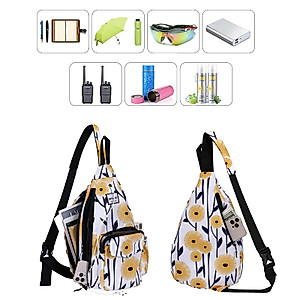 HAWEE Rope Sling Bag for Women Men Casual Cross Body Daypack Backpack Purse Adjustable Strap Bottle Pocket for Travel/Sport, Dandelion